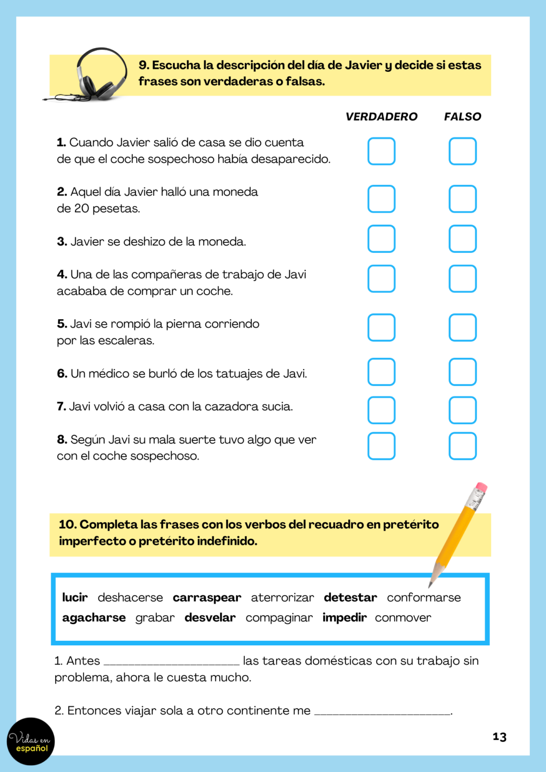 » 100 verbos de un nivel un poco más avanzado