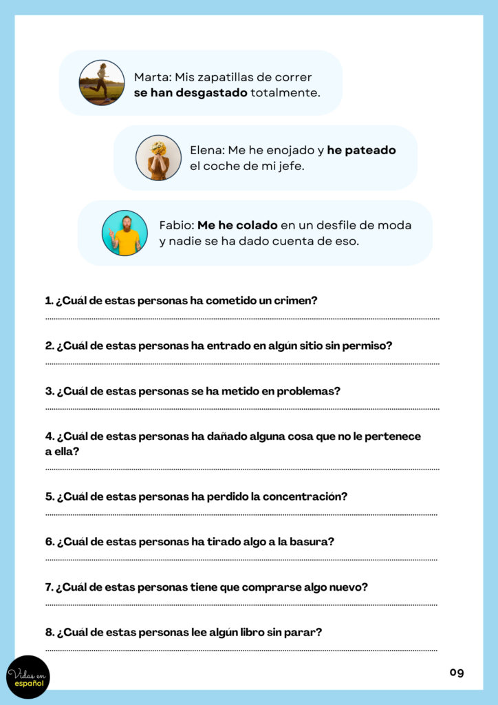 » 100 verbos de un nivel un poco más avanzado